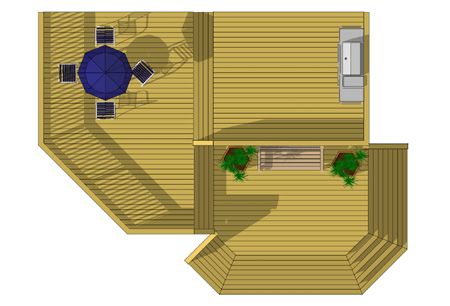 3- Level Deck Plan with Cascading Stairs | Decks.com