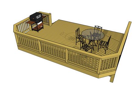 Low Elevation 20 x 14 Deck Plan with Clipped Corners | Decks.com by Trex