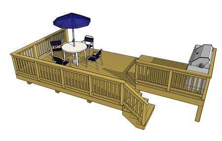 Bi-Level 24 x 12 Deck Plan with Stairs | Decks.com by Trex