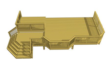 3-Level Deck Plan with Cascading Angled Stairs | Decks.com