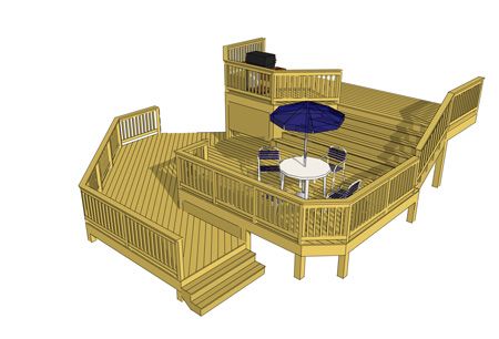 Medium Elevation 3-Level Deck Plan | Decks.com