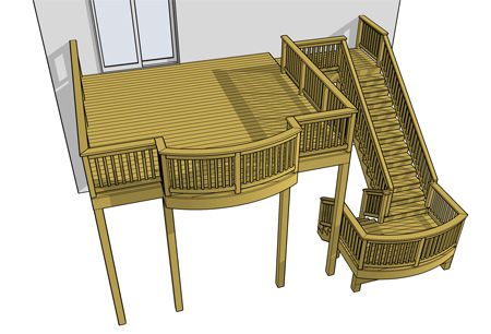 High Elevation Deck Plan with Curved Bay | Decks.com