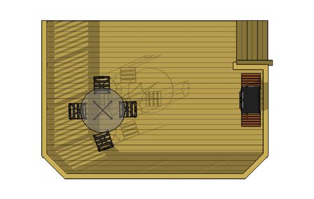 Low Elevation 20 x 14 Deck Plan with Clipped Corners | Decks.com