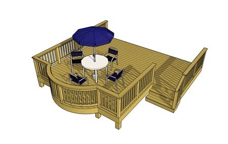Low Elevation Deck Plan with Curved Bay | Decks.com by Trex